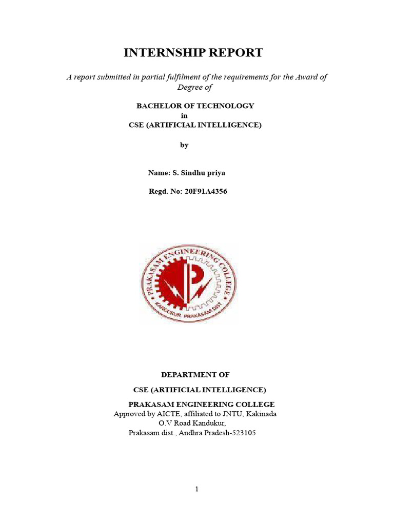 Sindhu Internship Report | PDF | Microsoft Excel | Data Science