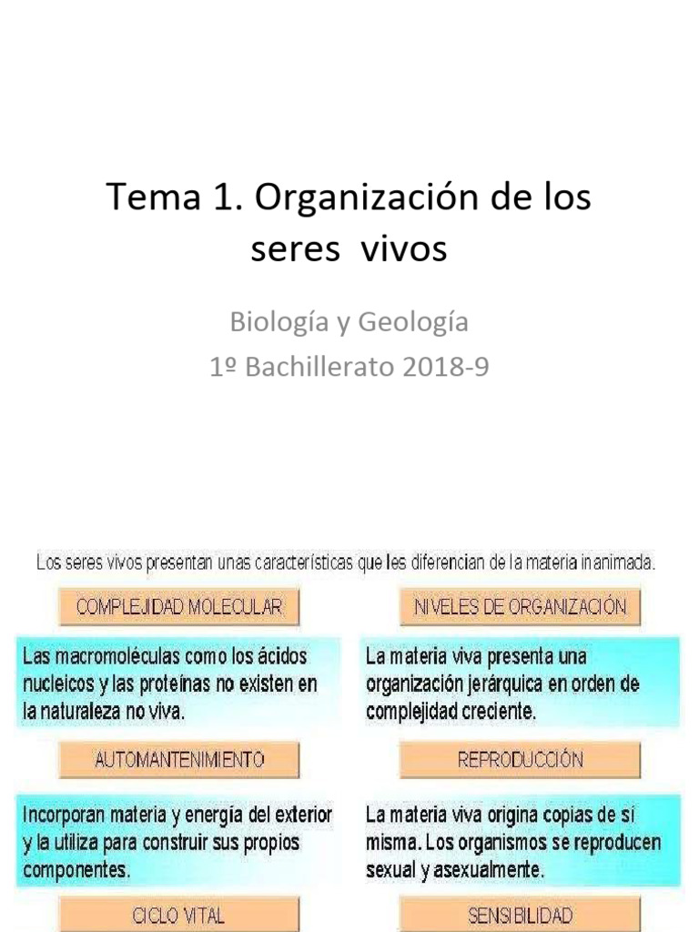 Tema 1. Organización de Los Seres Vivos | PDF