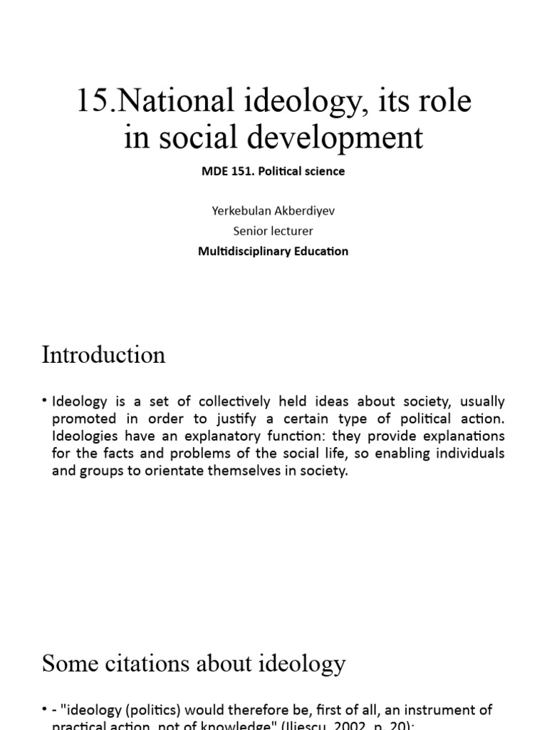 National Ideology in Social Development | PDF | Politics | Social Science