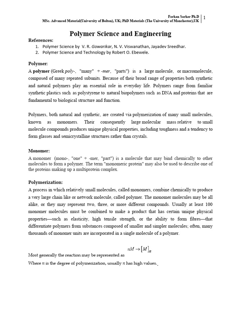 Polymer | PDF | Polymers | Polymerization