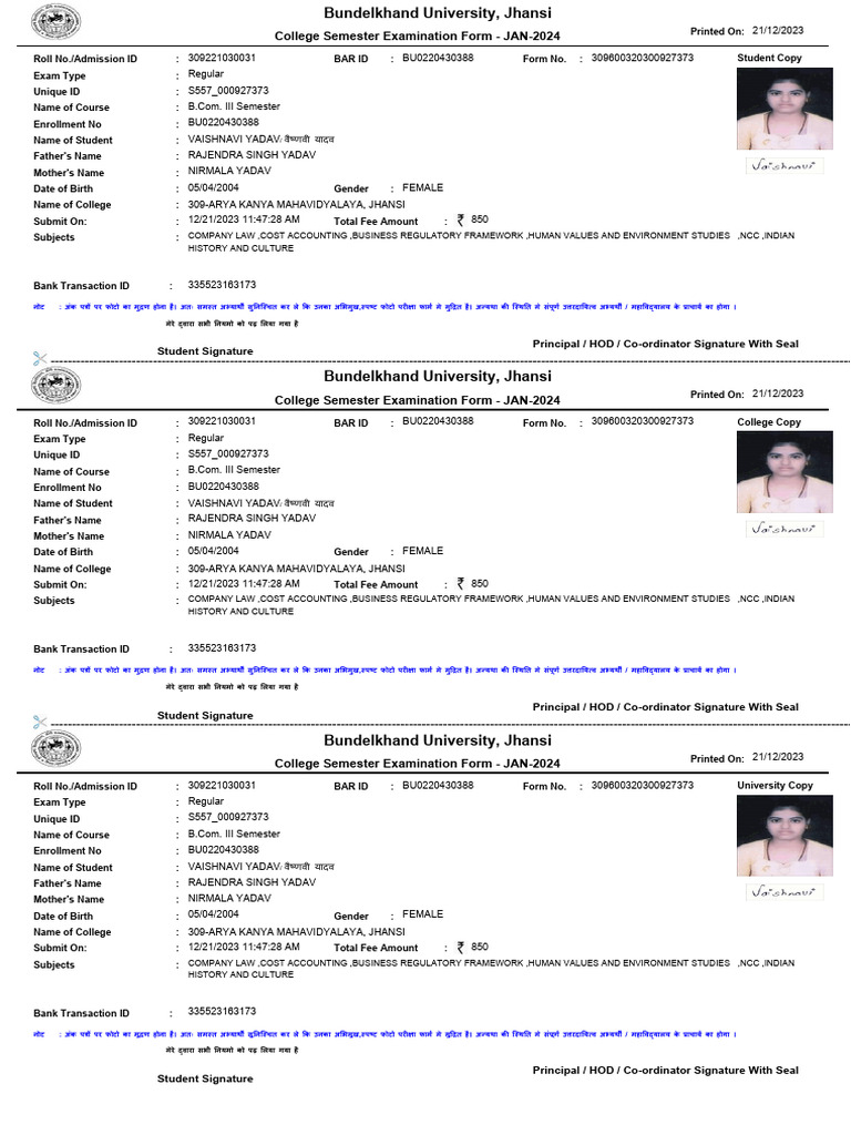 Sem Candidate Details | PDF