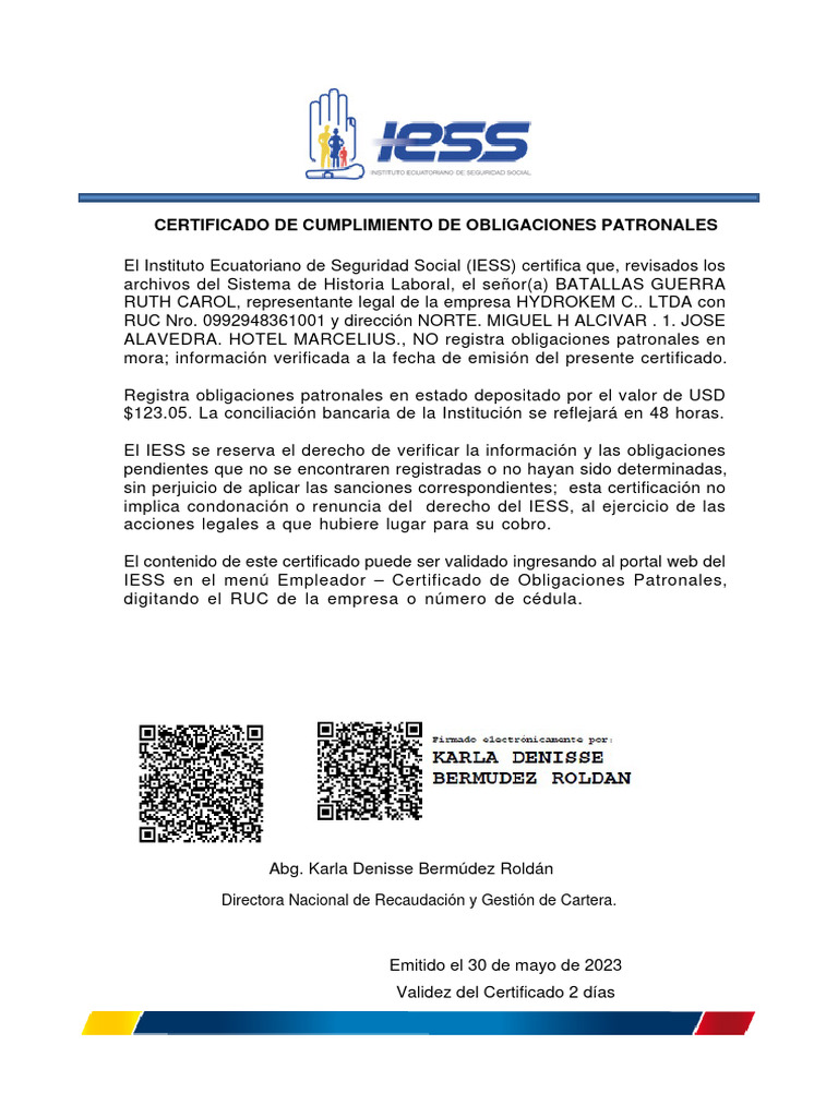 Certificado de No Adeudar IESS | PDF