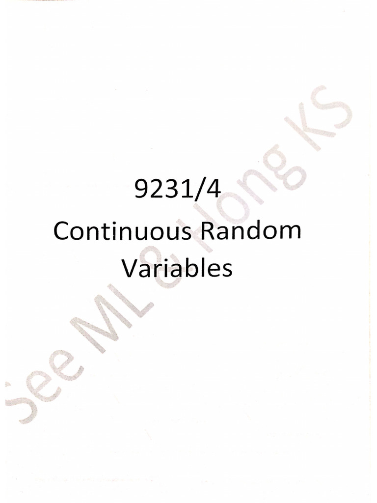 FStat Continuos Random Variables Solved Topical 2004 To 2020 | PDF