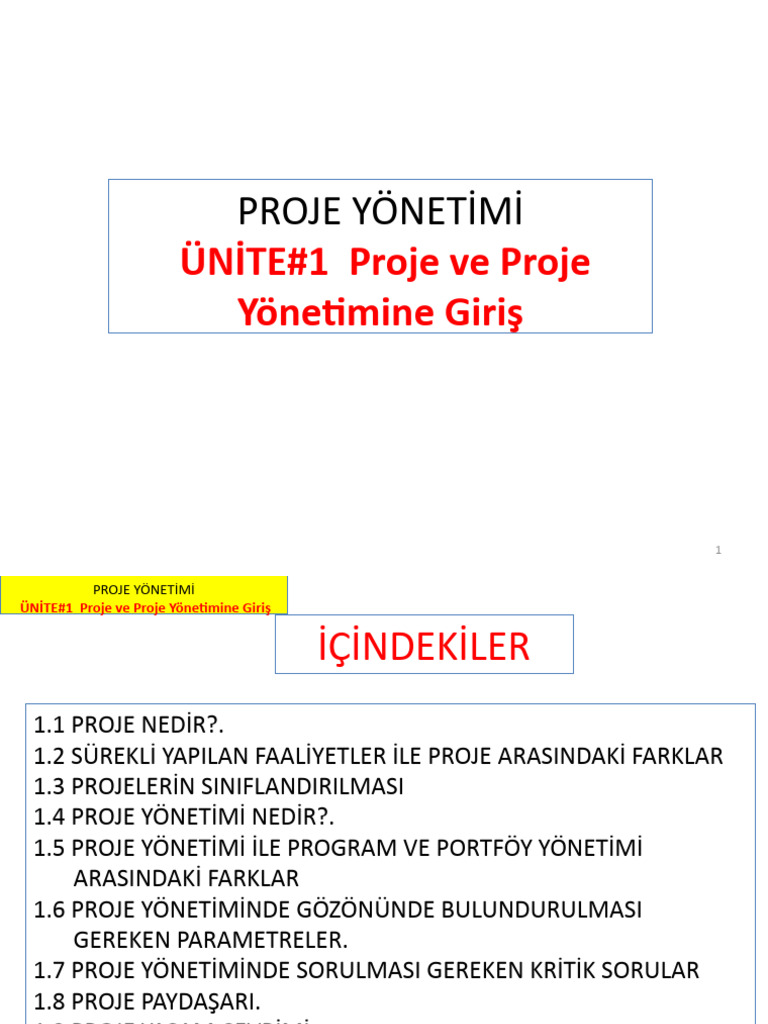 Proje Yonetimi Unite1 Proje Tanimi 18 | PDF