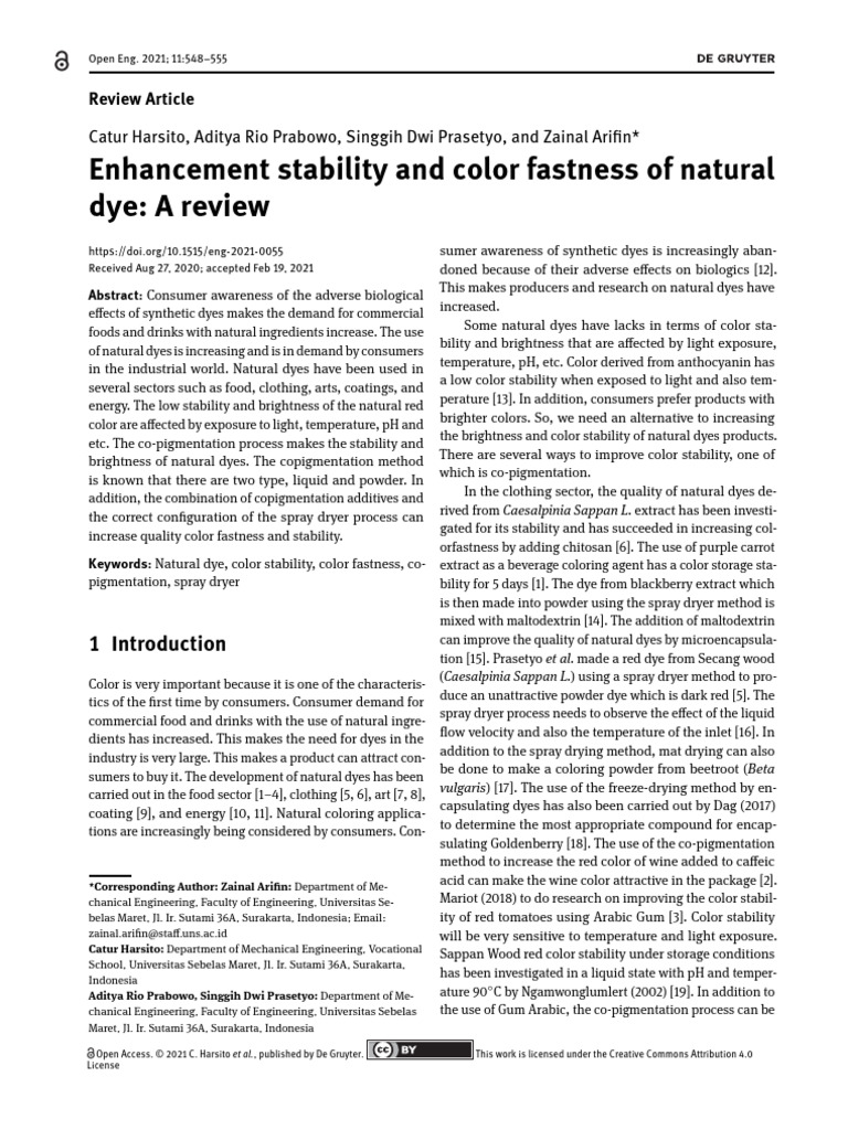 Enhancement Stability and Color Fastness of Natural Dye A Review | PDF | Science & Mathematics ...