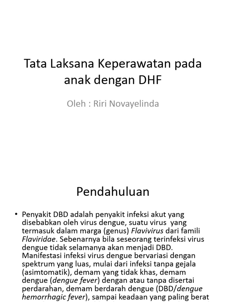 Tata Laksana Keperawatan Pada Anak Dengan DHF | PDF