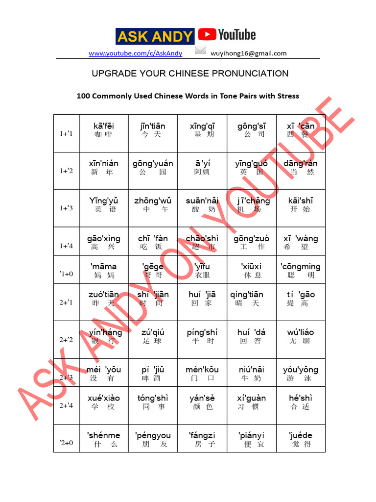 100 Commonly Used Chinese Words | PDF