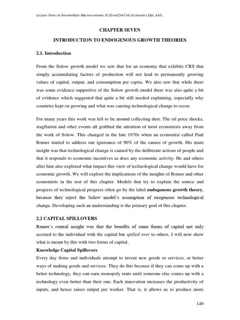 Ch7 Endogenous Growth | PDF | Economic Growth | Economics