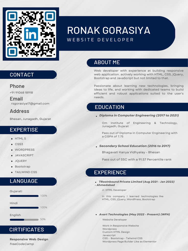 Ronak Gorasiya Resume | PDF