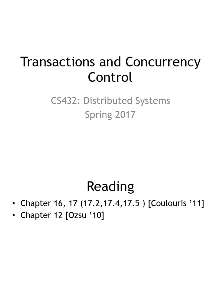 Distributed Transactions Concurrency Control | PDF | Database Transaction | Information Technology