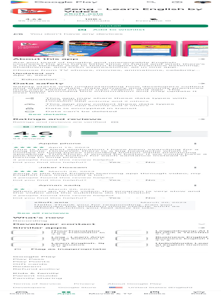 Zeng - Learn English by Video - Apps On Google Play | PDF | Mobile App | English Language