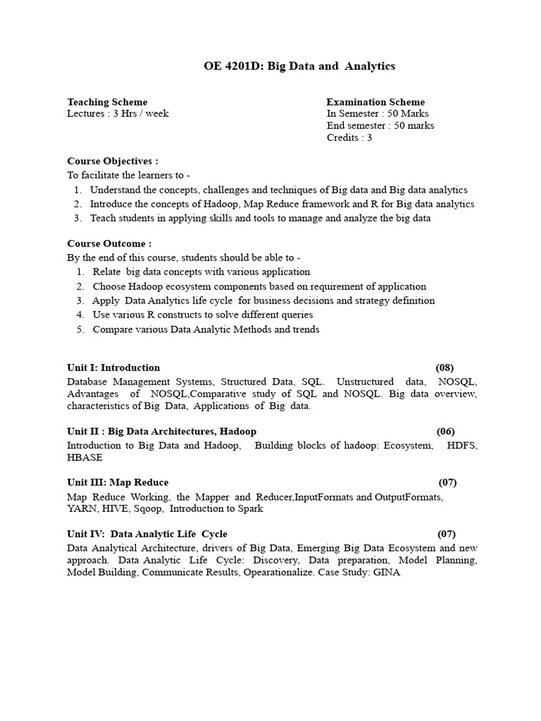 BDA Syllabus 20 21 | PDF