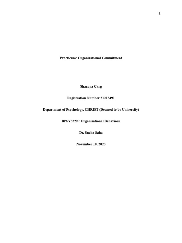 Organizational Commitment Scale Practicum | PDF