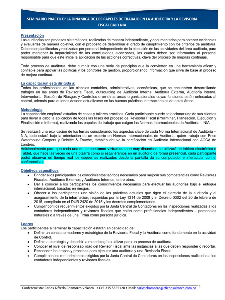 Seminario Práctico La Dinámica De Los Papeles De Trabajo En La