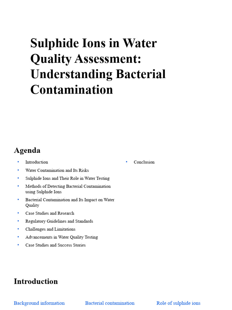 Sulphide Ions in Water Quality Assessment - Understanding Bacterial ...