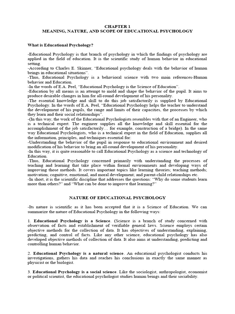 EDUCATIONAL PSYCHOLOGY Chapter 1 | PDF | Educational Psychology ...