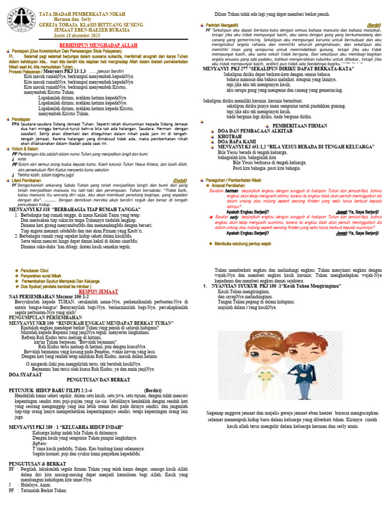 Tata Ibadah Pemberkatan Nikah Herman-Serly | PDF