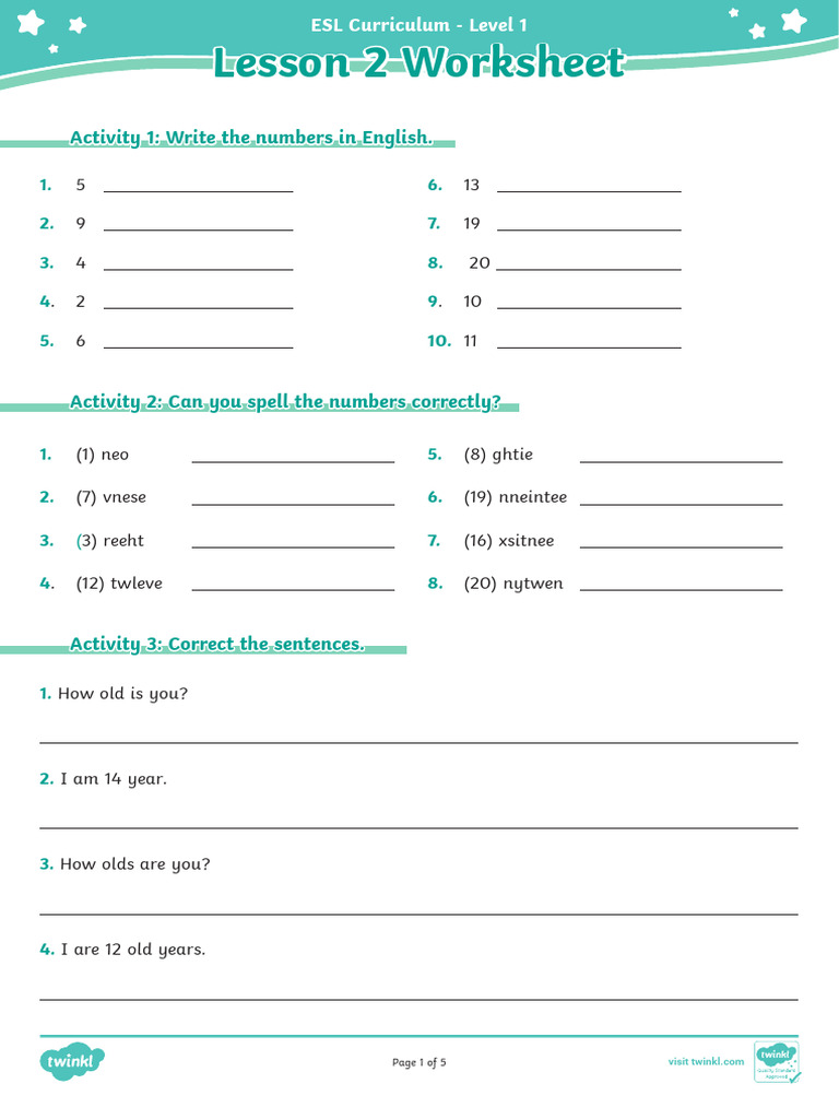Lesson 2 Worksheet | PDF