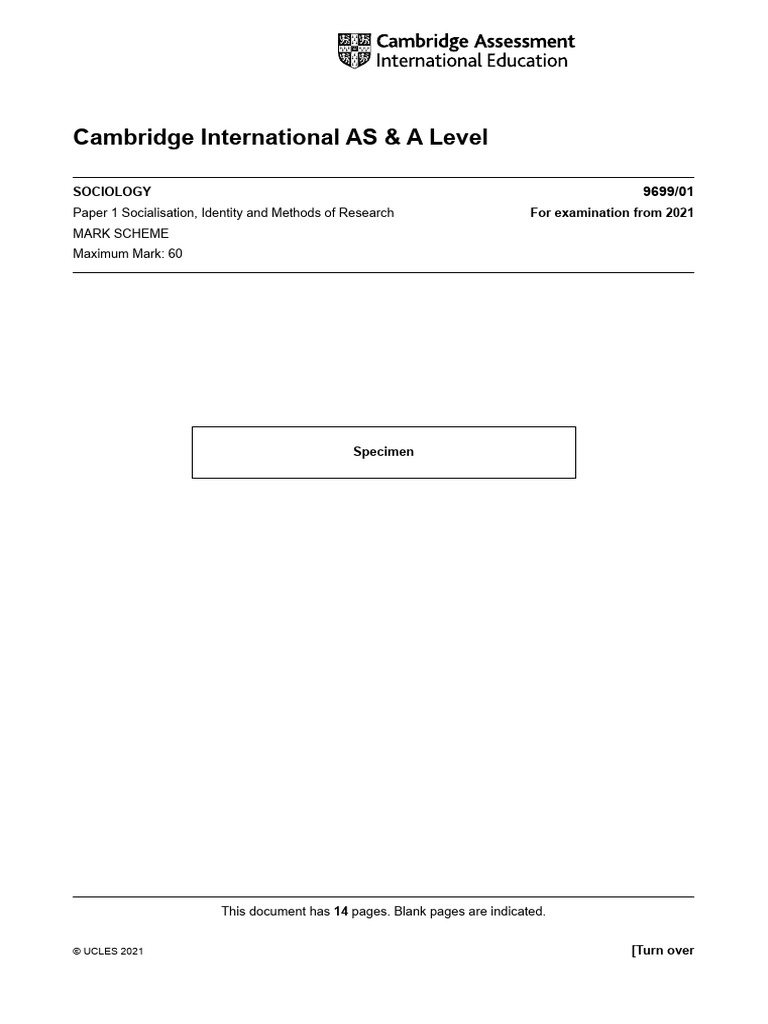 2021 Specimen Paper Mark Scheme 1 | PDF | Business | Art