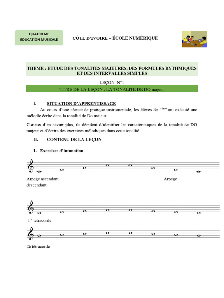 4e-EM - L1 - LA TONALITE DE DO MAJEUR | PDF