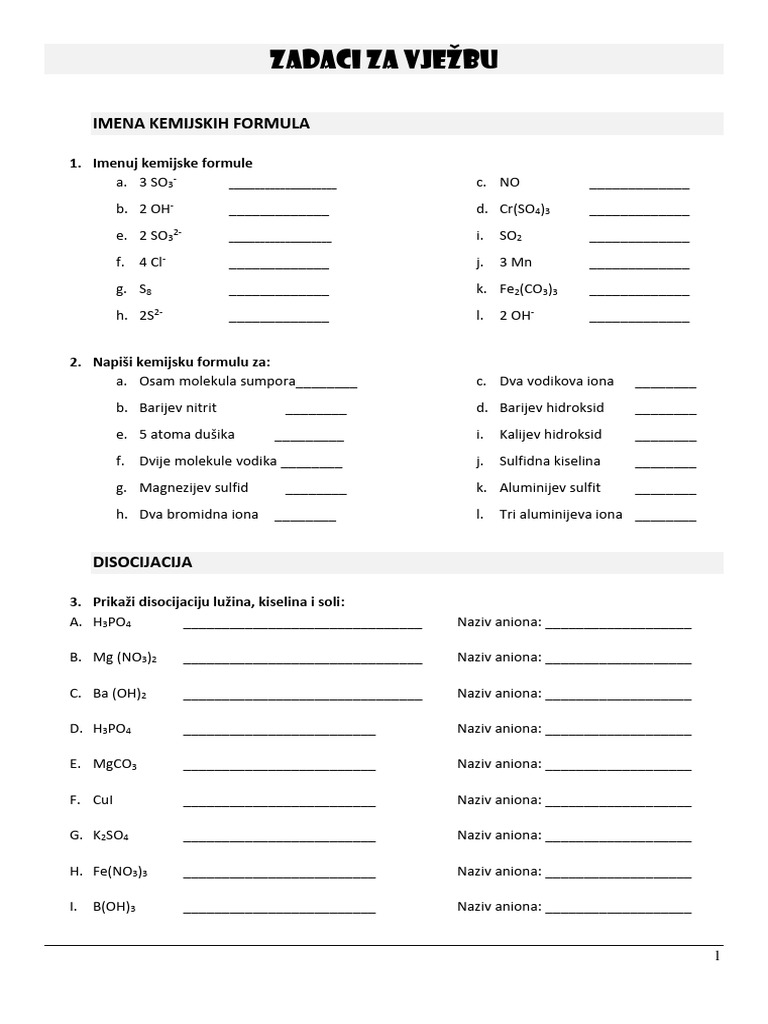 KEM Zadaci Za Vjezbu 2020. | PDF