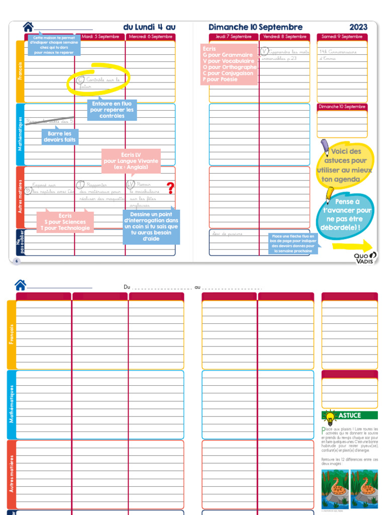 Mon Agenda Malin Nos Modeles de Pages A Remplir Template Quo Vadis | PDF