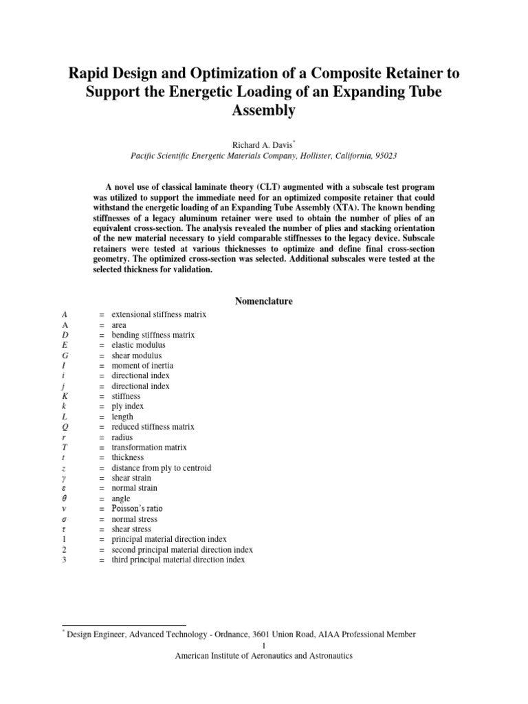 Rapid Design Optimization of A Composite Retainer | PDF | Bending | Composite Material