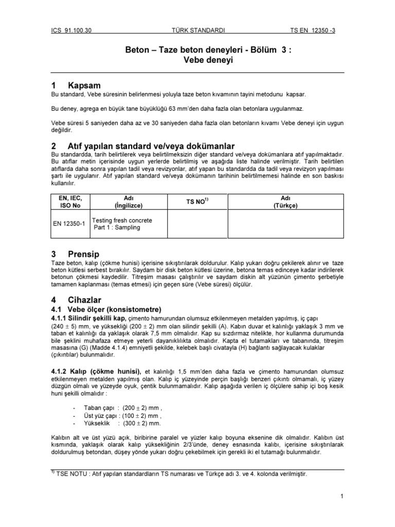 TS EN 12350-3 Taze Beton Vebe Deneyi | PDF