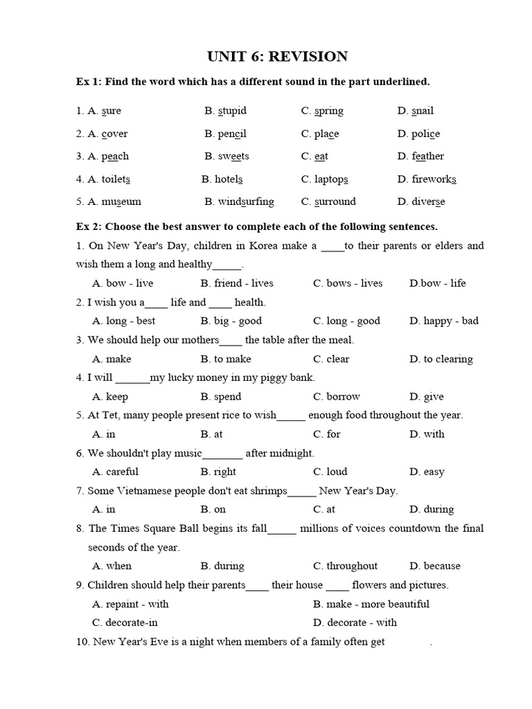 Unit 6 Revision (l6) | PDF