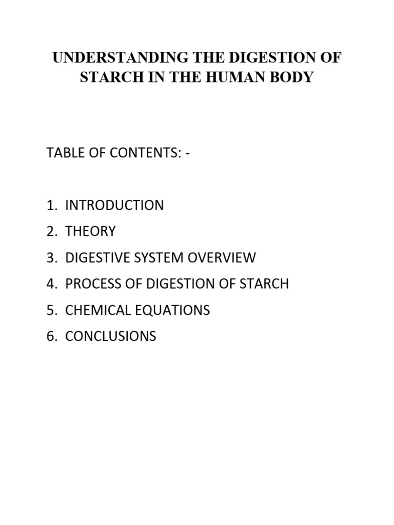 Digestion of Starch in Human Body 1 | Download Free PDF | Digestion ...