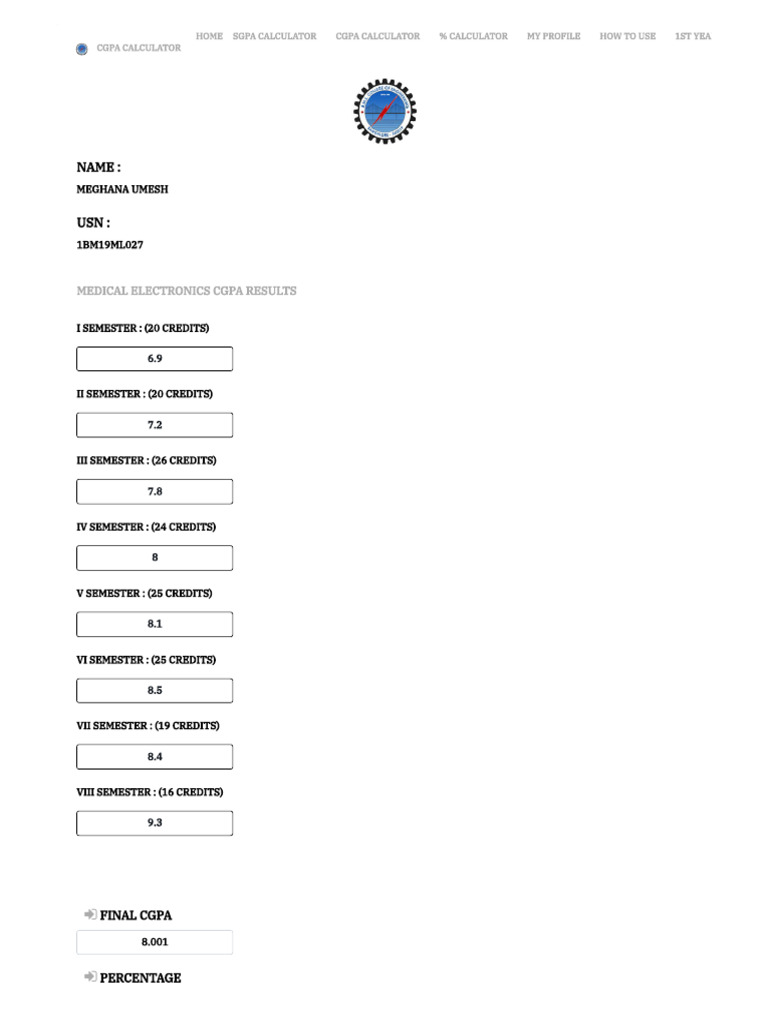 Bmsce Cgpa Calculator | PDF