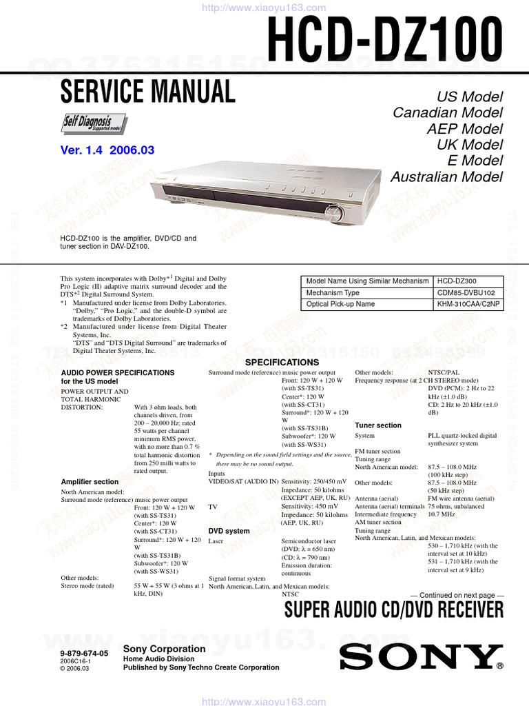 HCD DZ100 Sony | PDF | Electrical Engineering | Information And Communications Technology