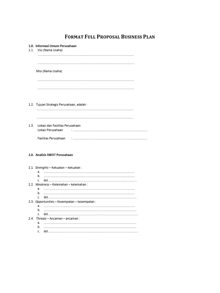Format Full Proposal Business Plan | PDF