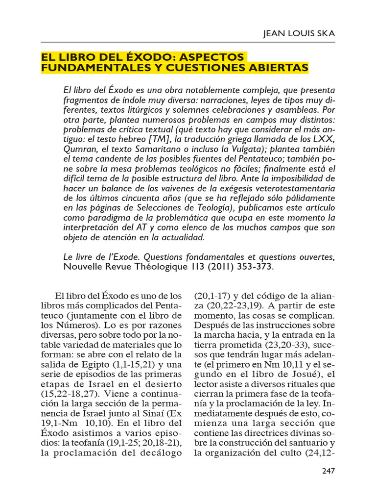 El_libro_del_Exodo_aspectos_fundamentale | PDF | Libro del éxodo | Moisés