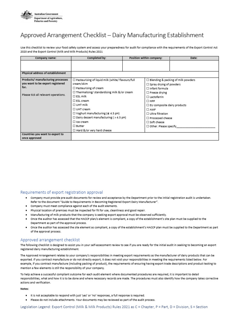 Aa Checklist Processing Establishments | PDF | Audit | Hazard Analysis ...