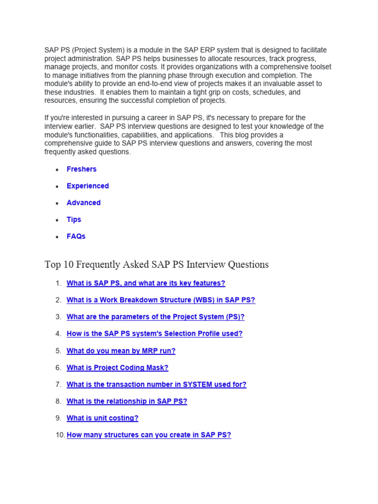 Sap PS | PDF | Business | Computing