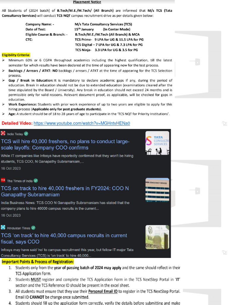 TCS Free NQT 2024 Syllabus and Important Topics | Download Free PDF ...