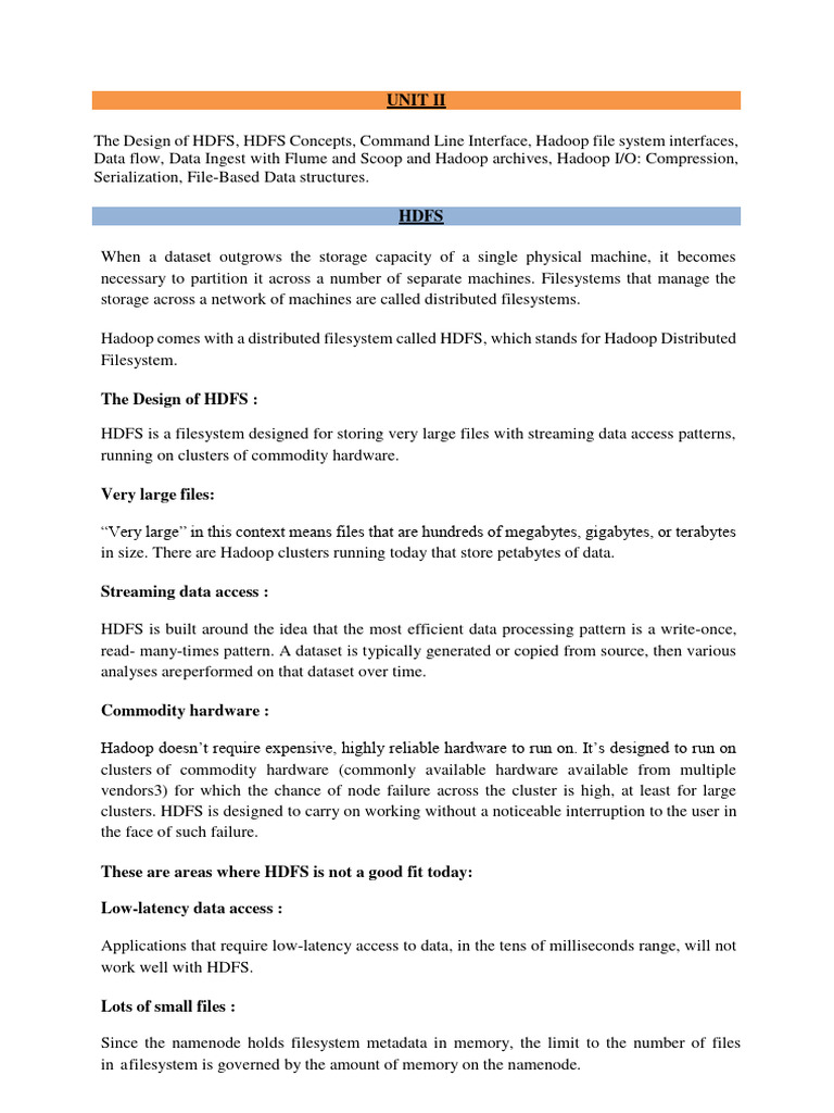 Unit II-bid Data Programming | Download Free PDF | Apache Hadoop | File System
