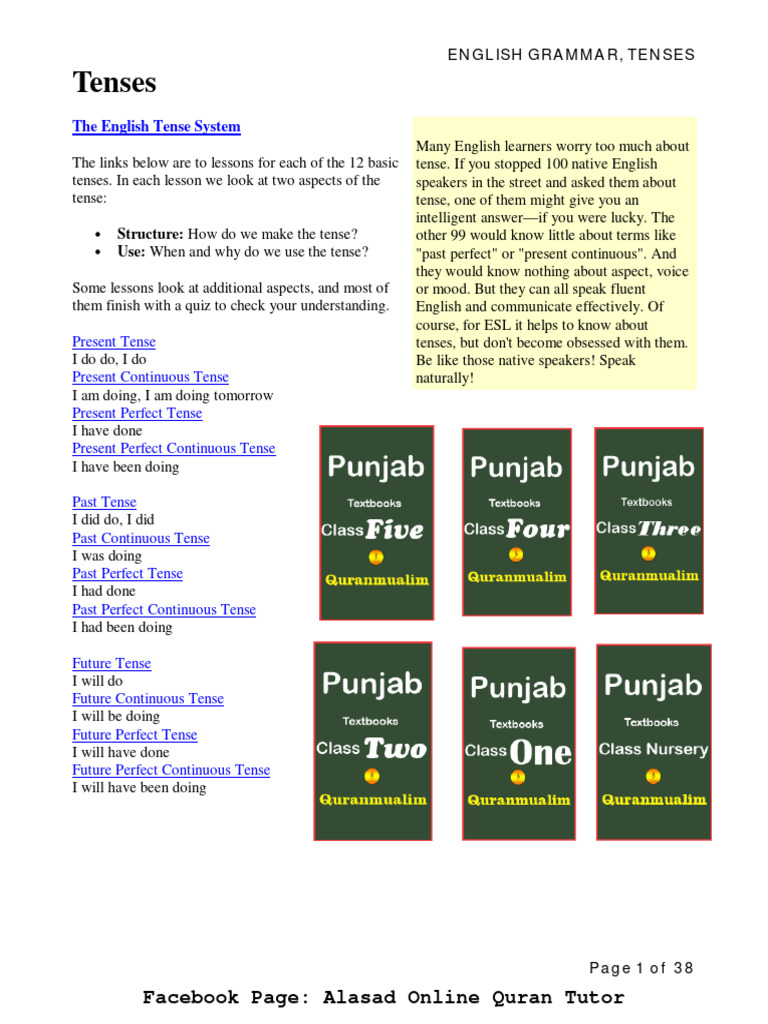 English Grammar Tenses | PDF | Perfect (Grammar) | Verb