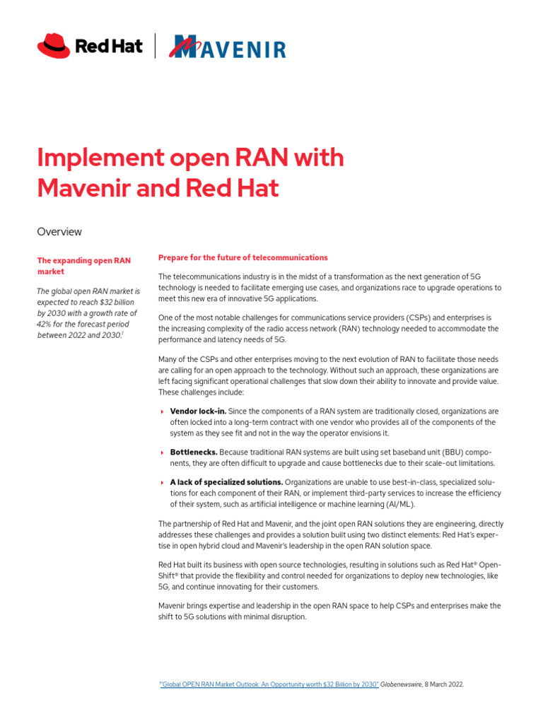 Pa Mavenir Openran Overview 229088 202302 en | PDF | Cloud Computing ...