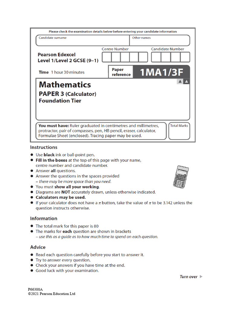 03b 1MA1 3F June 2022 Examination Paper (Word) 2 | PDF | Geometry ...