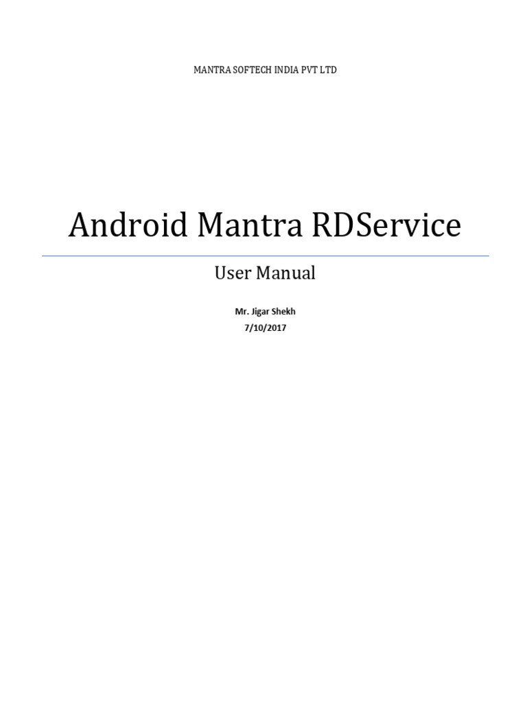 Mantra RD Service Manual Android | PDF