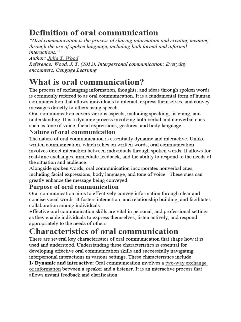 Oral Communication | PDF | Communication | Nonverbal Communication