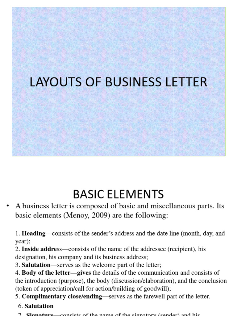 Layouts of Business Letters | PDF | Writing | Communication
