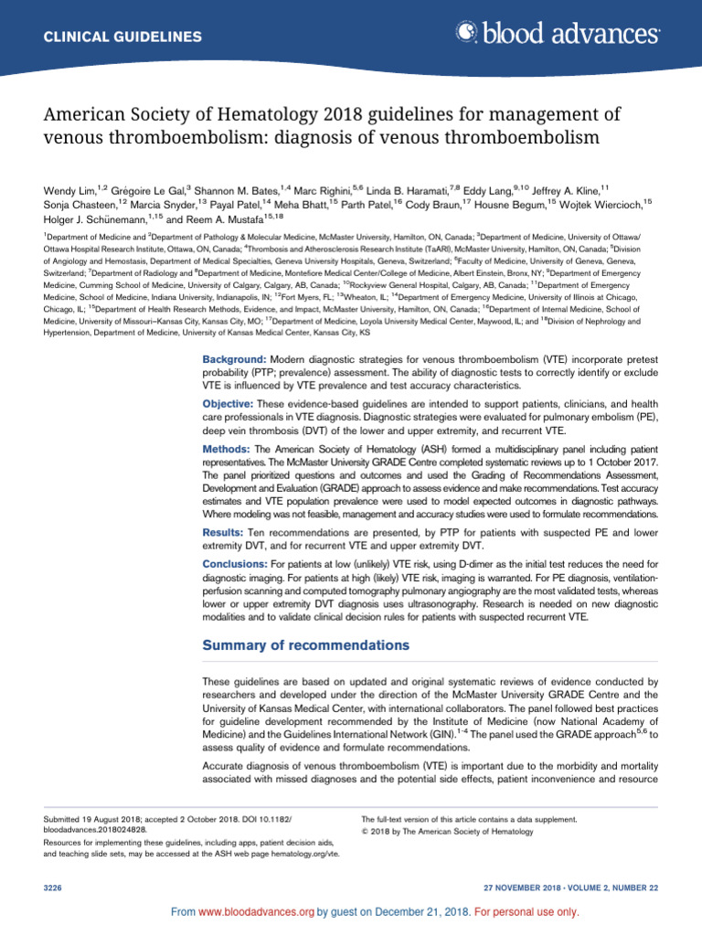 Guias_ASH_diagnostico_TEV_2018 | PDF | Medical Diagnosis | Medical Imaging