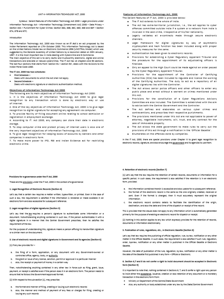 UNIT 4 - IT Act-2000 BL | PDF | Tribunal | Appeal