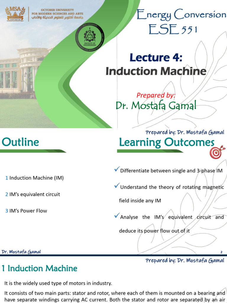 ESE436-551 - Lec4 (Induction Motor) | PDF | Electric Motor | Manufactured Goods