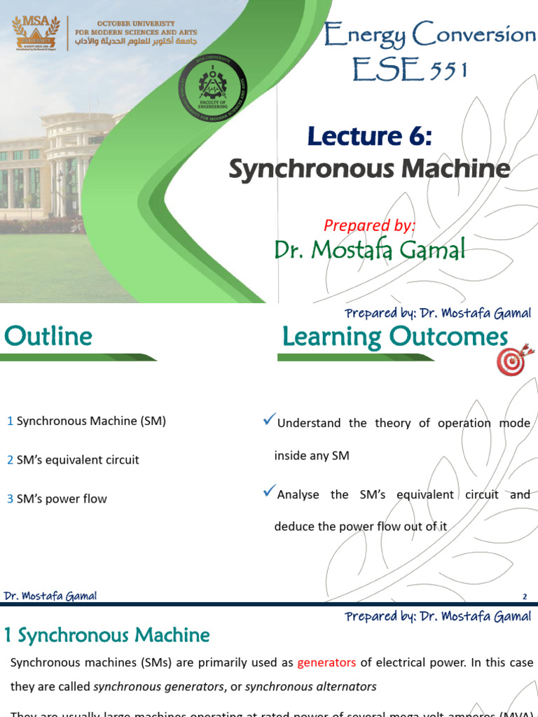 ESE436-551 - Lec6 (Synchronous Machines) | PDF | Electric Motor ...