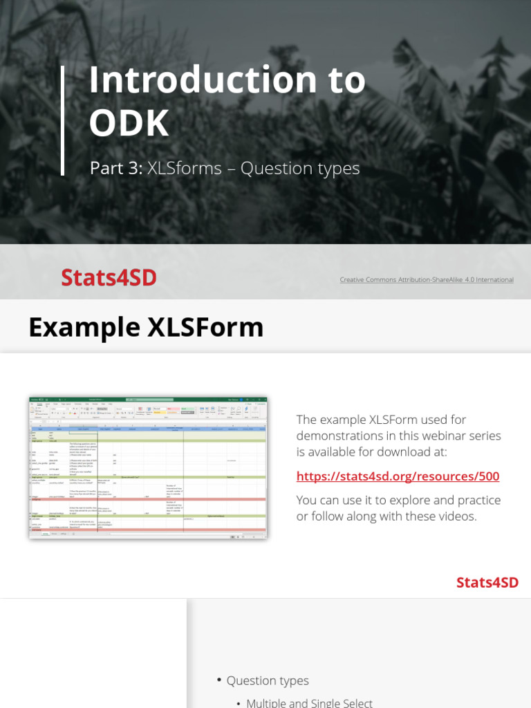 Introduction to ODK - Part 3 XlsForms - Question types | PDF | Input/Output | Metadata