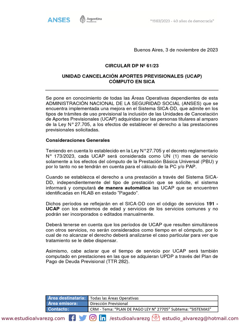 Circular DP 61/23: UCAP y SICA-DD | PDF | Finanzas y dinero